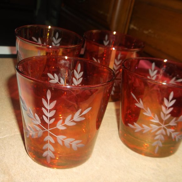 None | Accents | Set Of 4 Red Glass Candle Holders Or Glasses | Poshmark